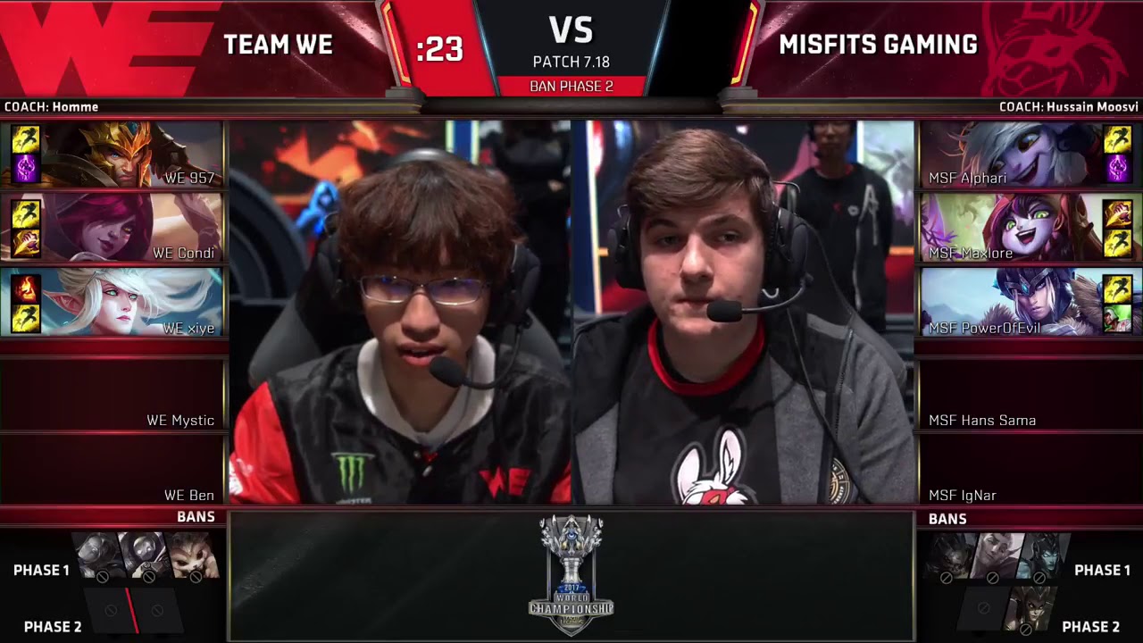 WE vs MSF Group Stage Day 2 2017 World Championship Team WE vs Misfits Gaming - YouTube