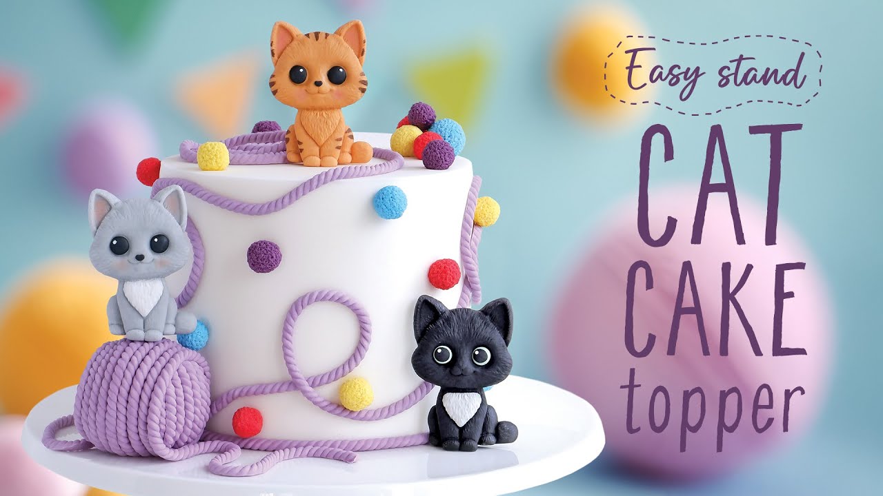 Make A Cute Cat Cake Topper For Cakes #catlovers #cakevideos - YouTube