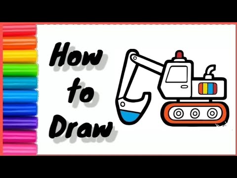 How to Draw JCB Tractor | JCB drawing for kids and toddlers | Easy ...