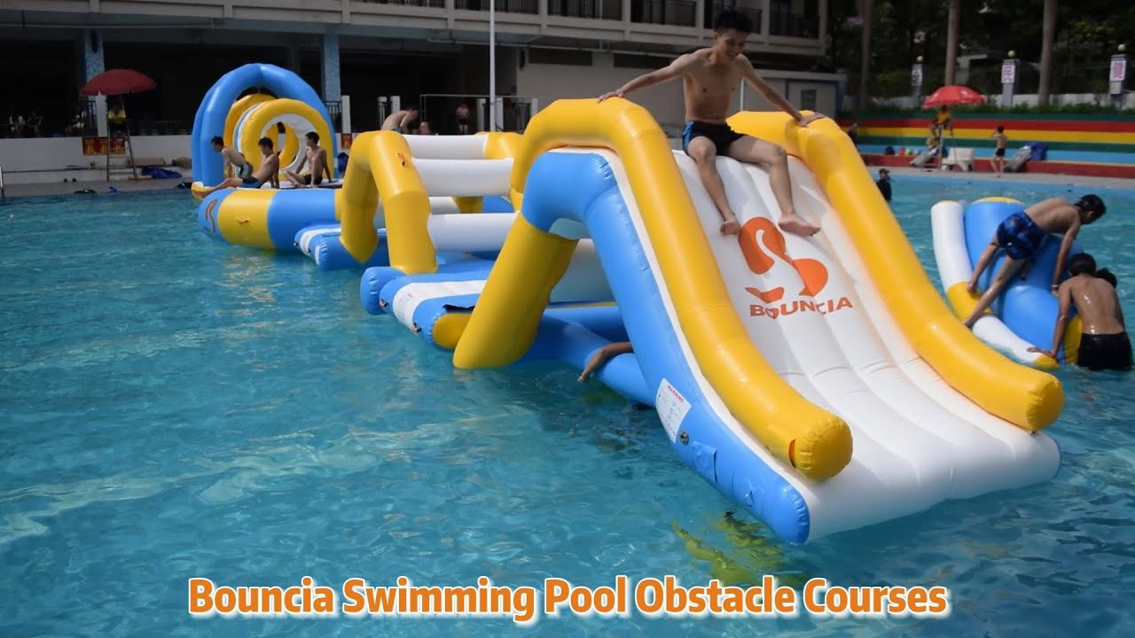 Bouncia Water Obstacle Course for Swimming Pool - YouTube