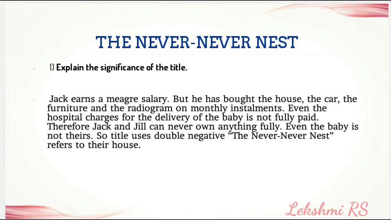 Class 10 English | The Never-Never Nest Extra questions and answers ...