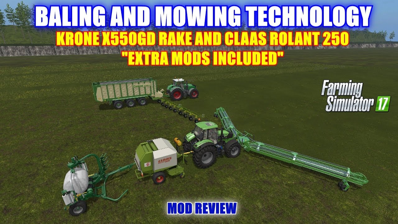 Farming Simulator 17 - Krone X550GD Rake & Claas Rollant 250 Baler v1.1 ...