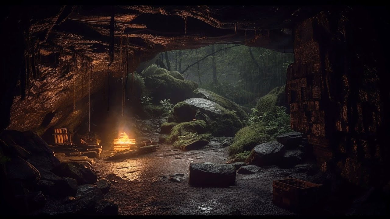 Sleep Inside a Cave during a Thunderstorm - 8 Hours Rain Sounds for ...