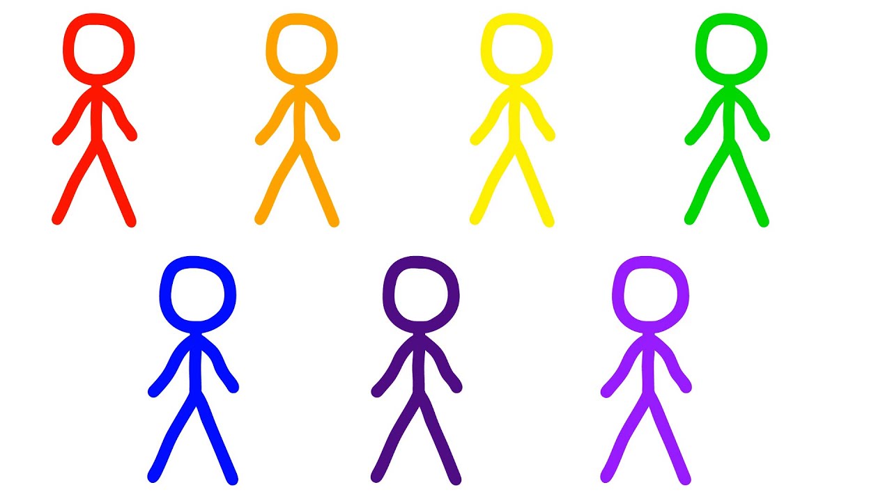 How To Draw STICKMANS RED, ORANGE, YELLOW, GREEN, BLUE, INDIGO, VIOLET ...