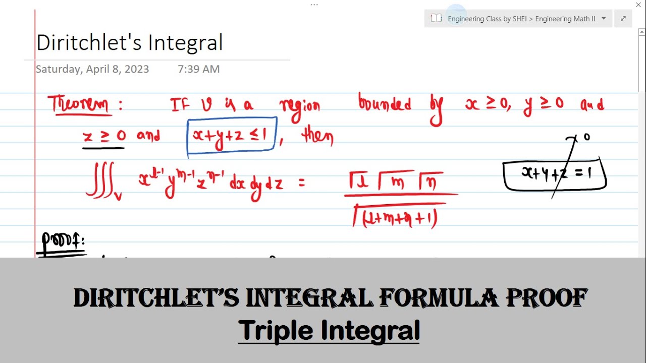 Diritchlet's Integral Theorem Proof | Triple Integration | Engineering ...