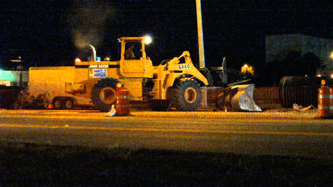 Wheel Loader Moving Pipe at Night on Road Construction - YouTube