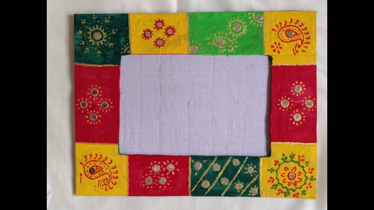 Diy Rajasthani Hand painted photoframe From Cardboard | Best Out of ...