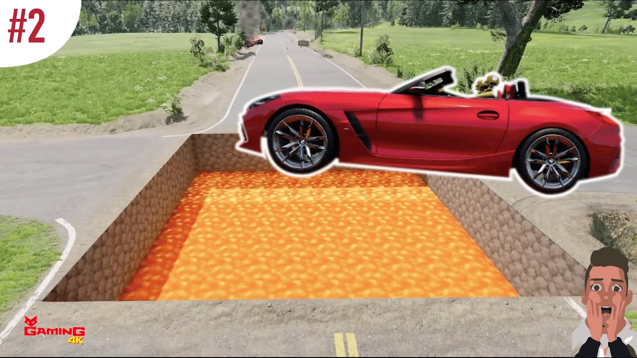 CAR vs Minecraft Lava Pit #2-Beaming.drive | Crashes - Beamng with ...
