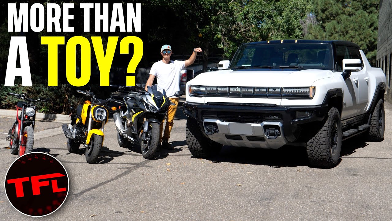 Can You Fit A Motorcycle Into The Tiny Bed Of The HUGE Hummer EV? - YouTube