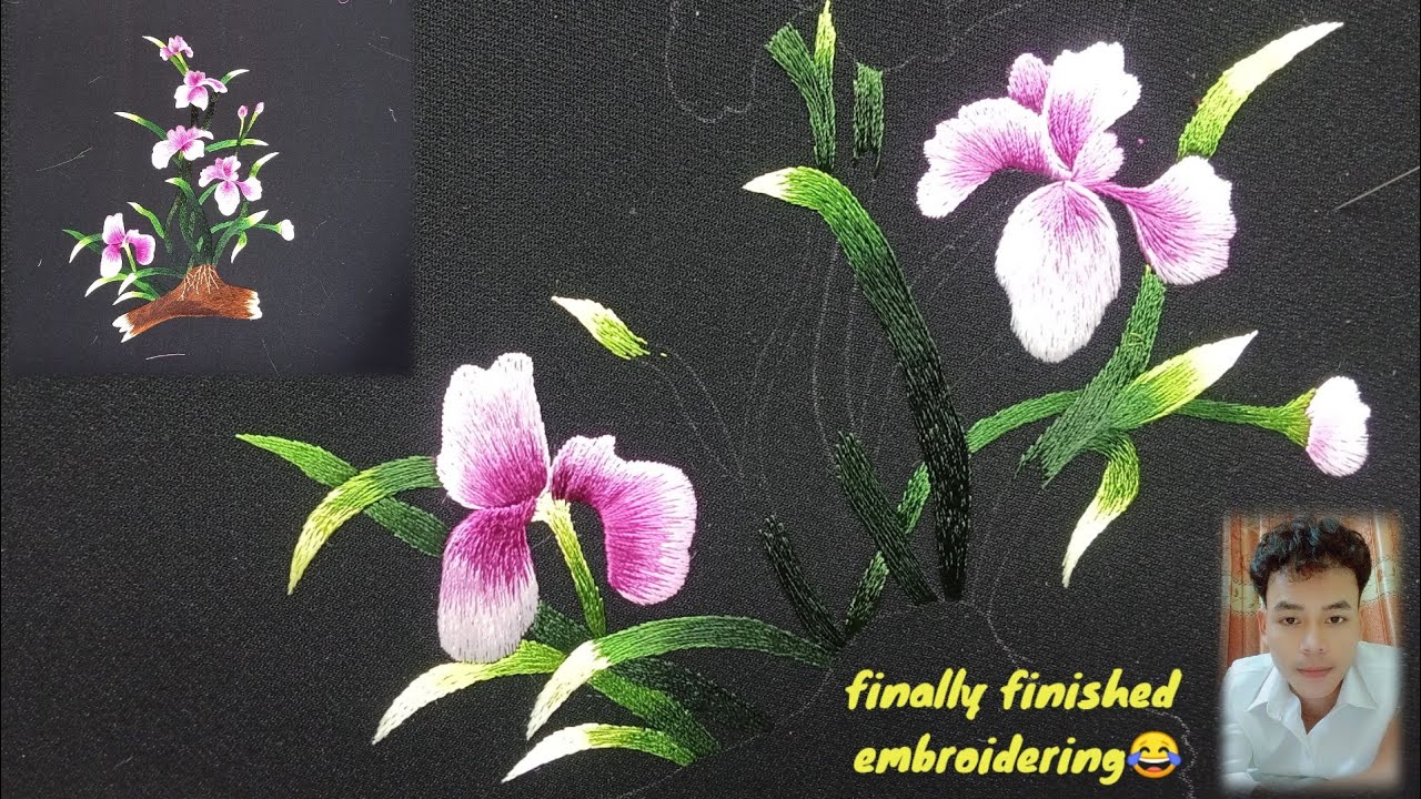The process of embroidering a beautiful orchid - YouTube