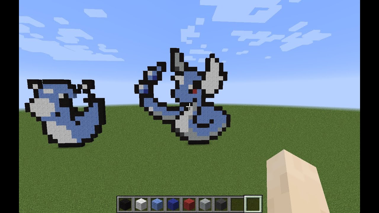 Minecraft - 148 Dragonair (Pixel Art) (Build) - YouTube
