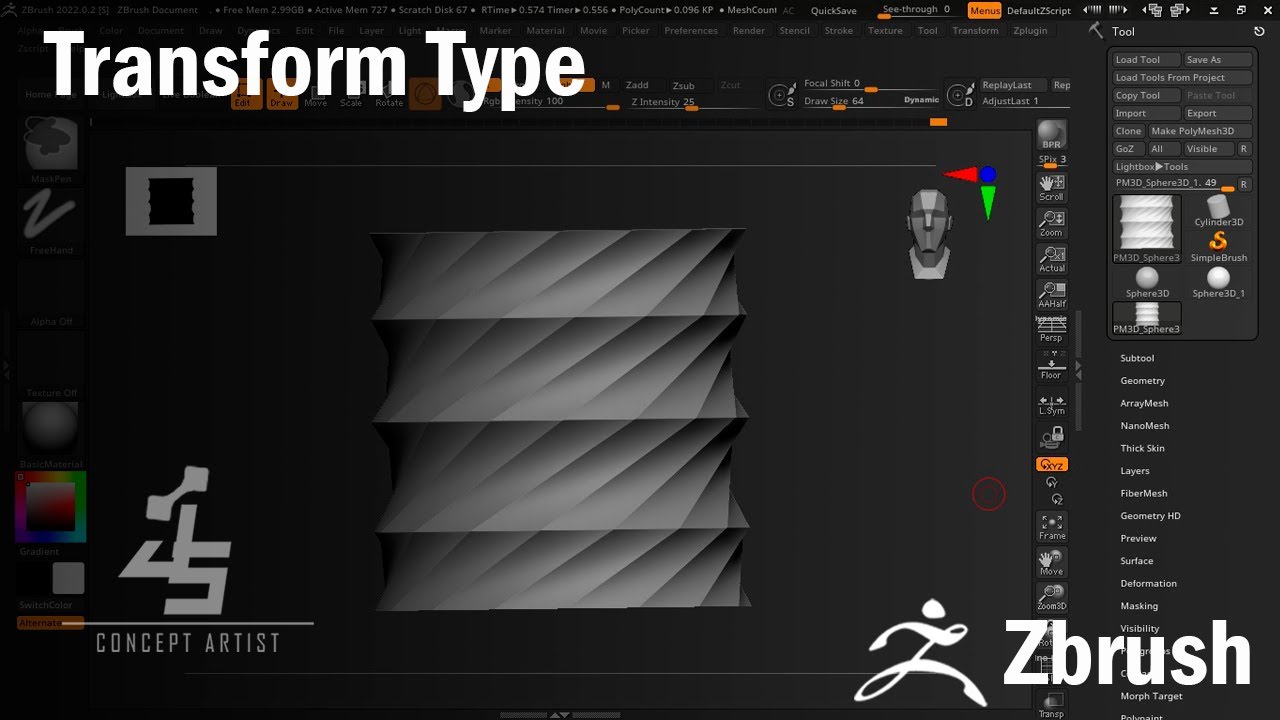 Tutorial Zbrush - Transform Type - YouTube