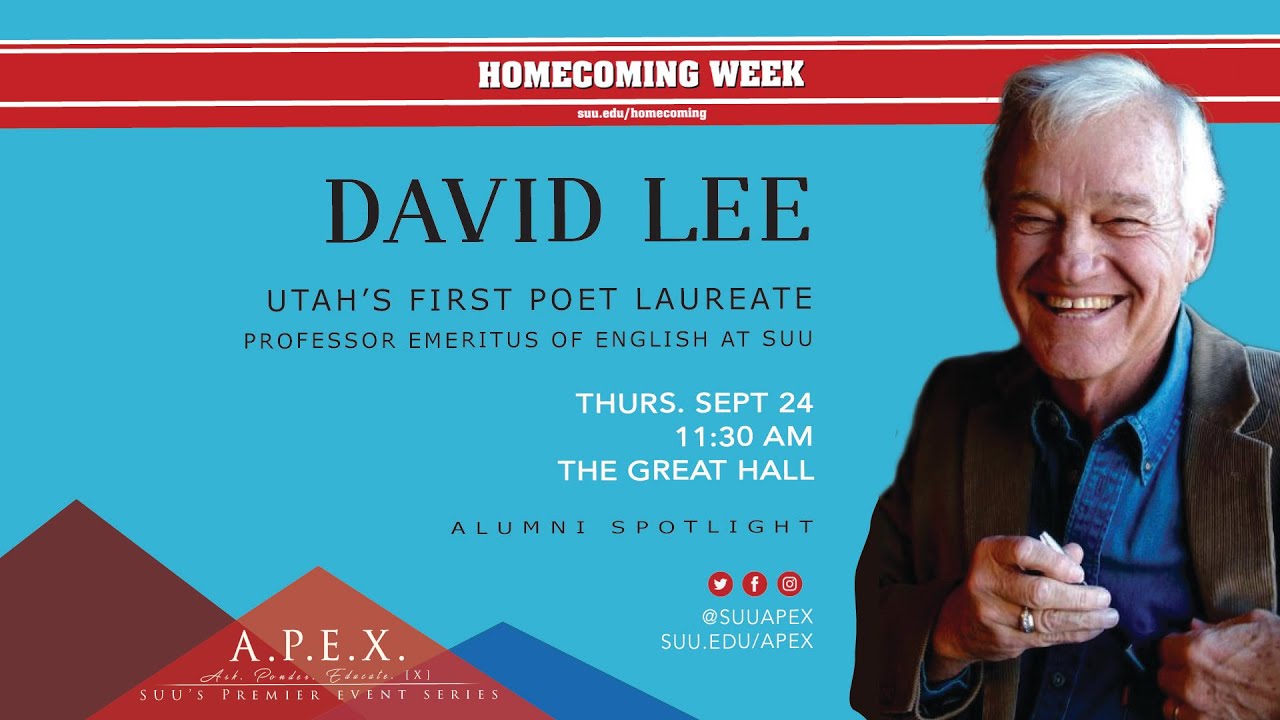 Utah's First Poet Laureate - David Lee - A.P.E.X. Speaker on 09/24/2020 ...