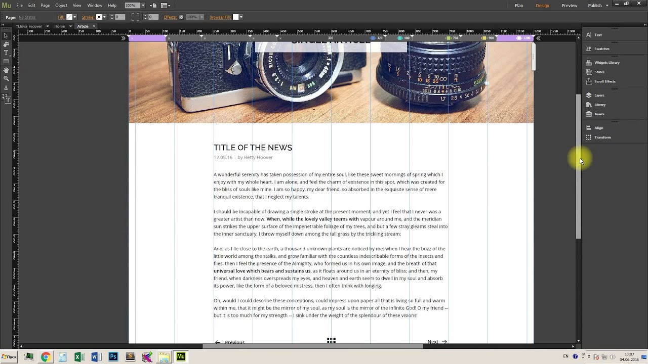 How to change text in muse project - Adobe Muse - YouTube