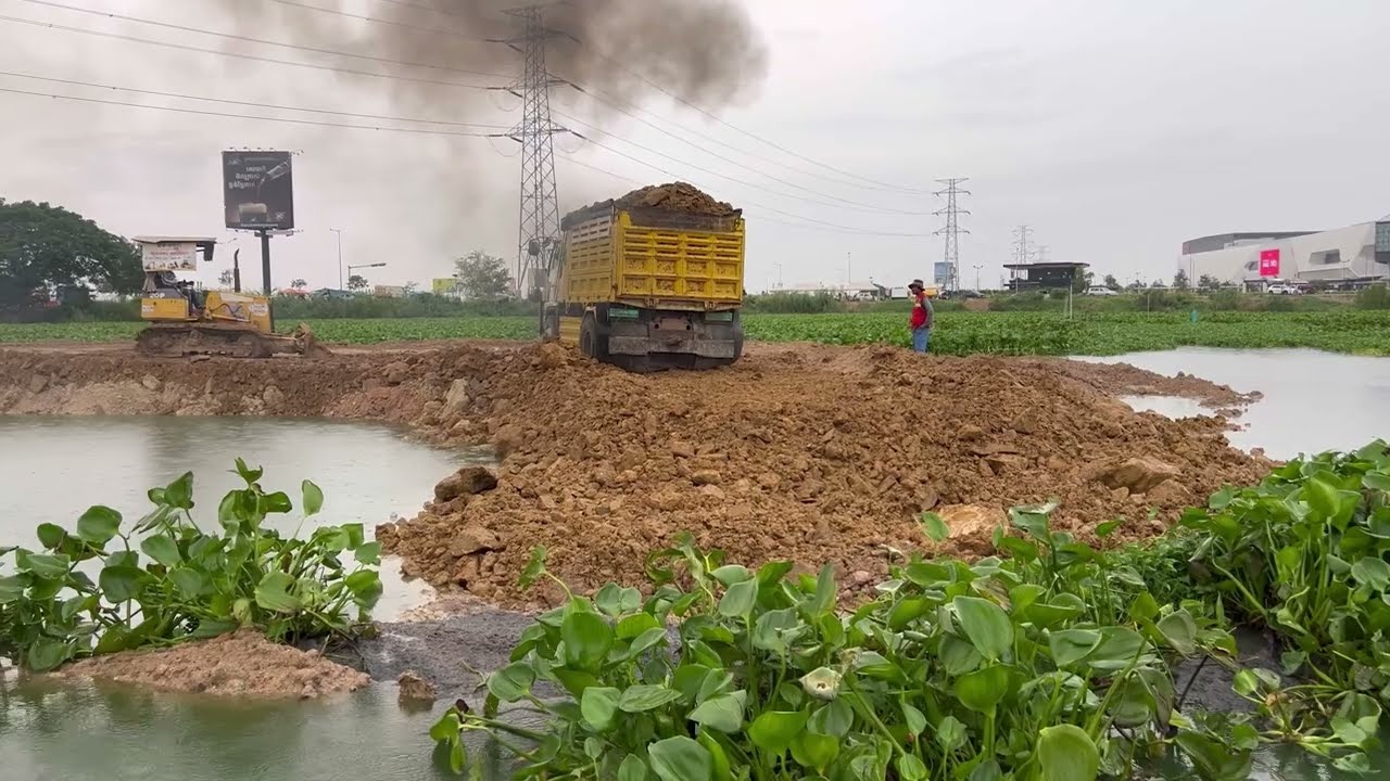 Work Done!! Fast process pour soil build foundation road connect 100% ...