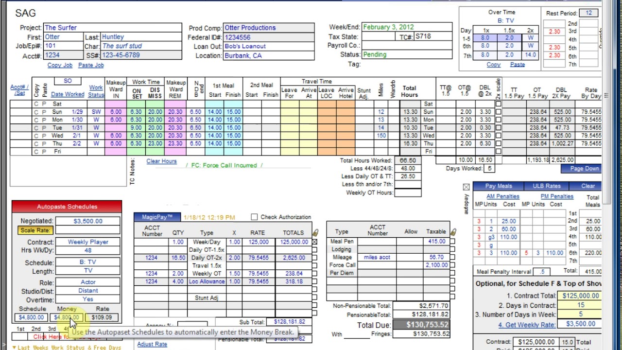 Showbiz Timecards SAG-AFTRA: Money Schedule Break Rates - YouTube