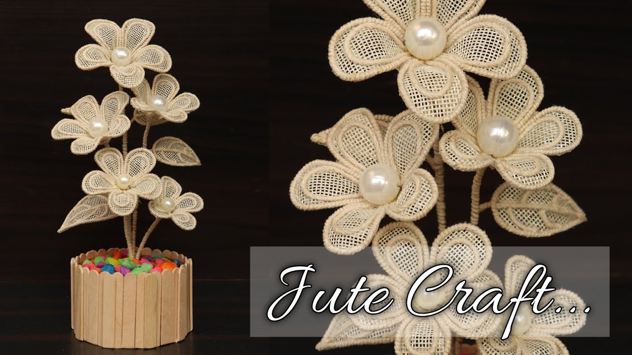 Jute Flower Vase | How to make a flower vase with burlap jute | Jute ...