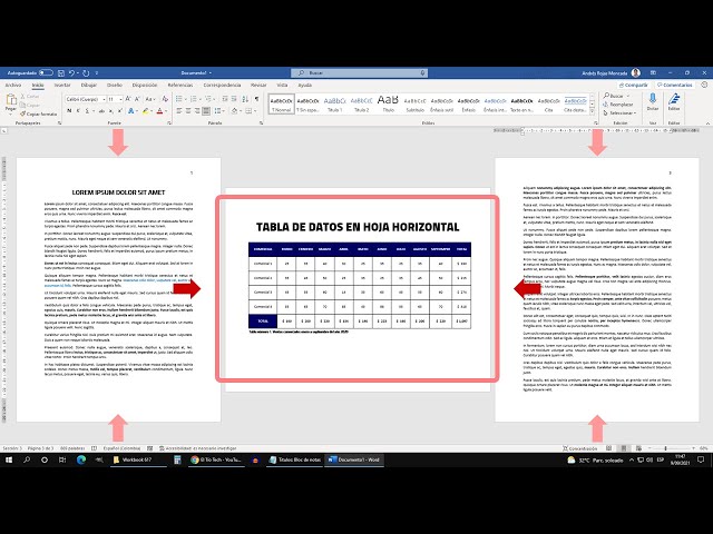 Tabla Con Un Documento De Word En Formato Horizontal Cómo Añadir Una