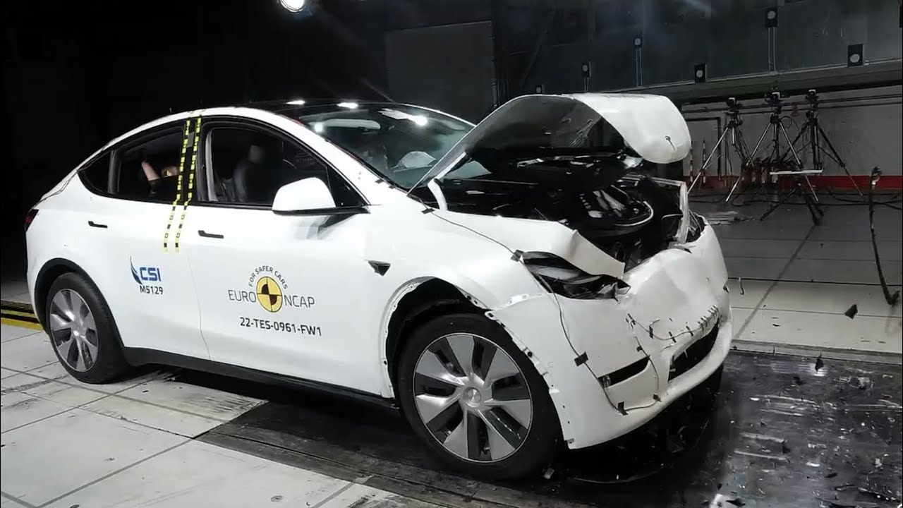 Tesla Model Y Crash Test ⭐️⭐️⭐️⭐️⭐️Euro NCAP 2022 Results 5 stars - YouTube