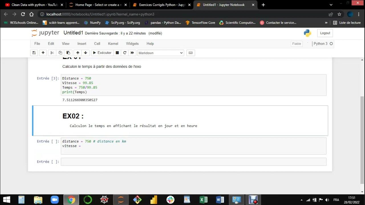 Calcule De Vitesse Déclaration De Variables Exercices D Entraînement