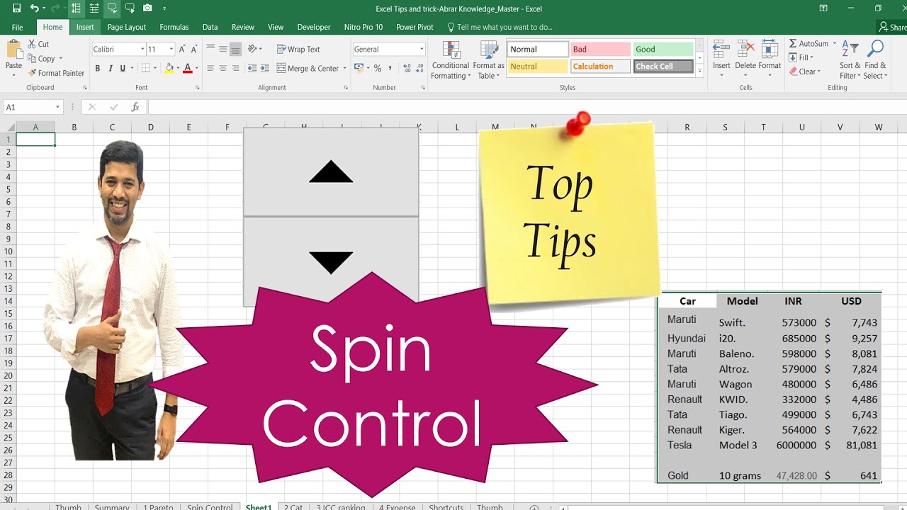 Using Spin Buttons In Excel |spin Control Excel #excelfansonly #