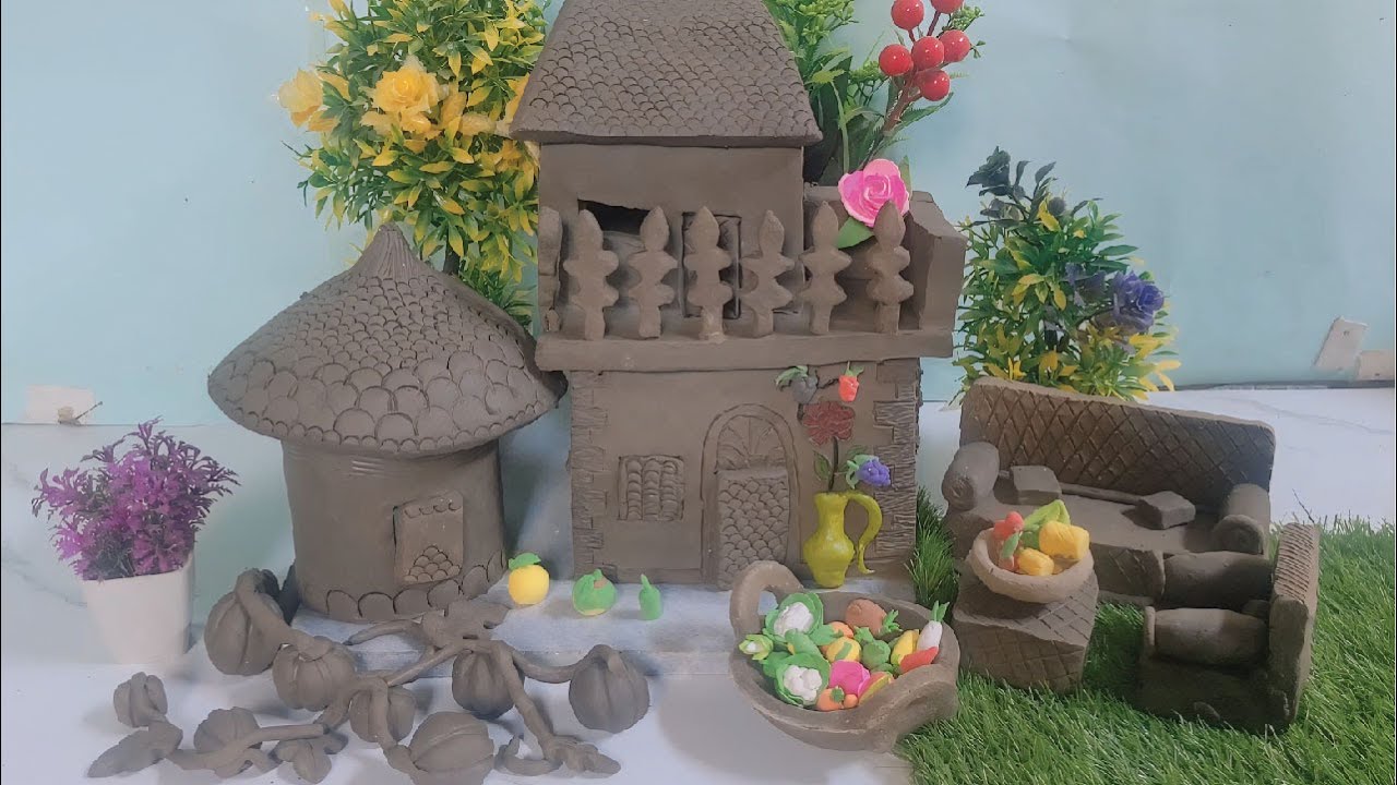 How to make a Clay Home | How to make polymer clay miniature house ...