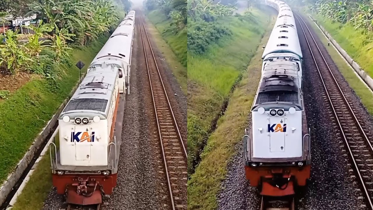 Melihat KA Serayu Pagi dari atas jembatan layang utara percabangan ...