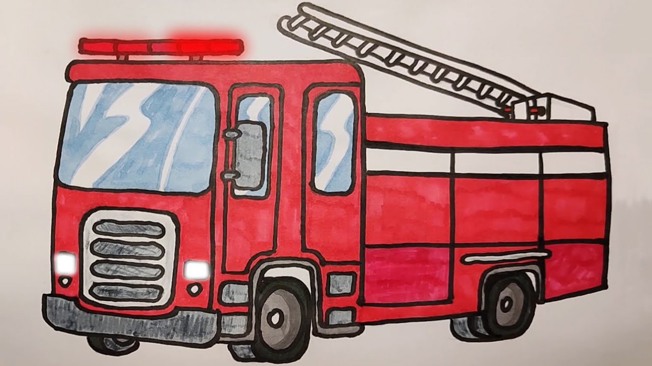 How to draw new Fire engine - YouTube