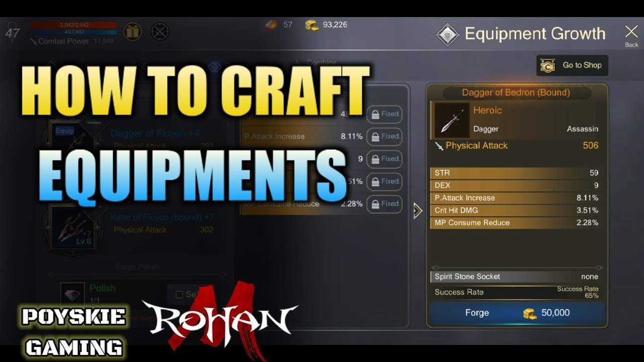 ROHAN M "HOW TO CRAFT EQUIPMENTS" TIPS AND GUIDE +stats all class at ...