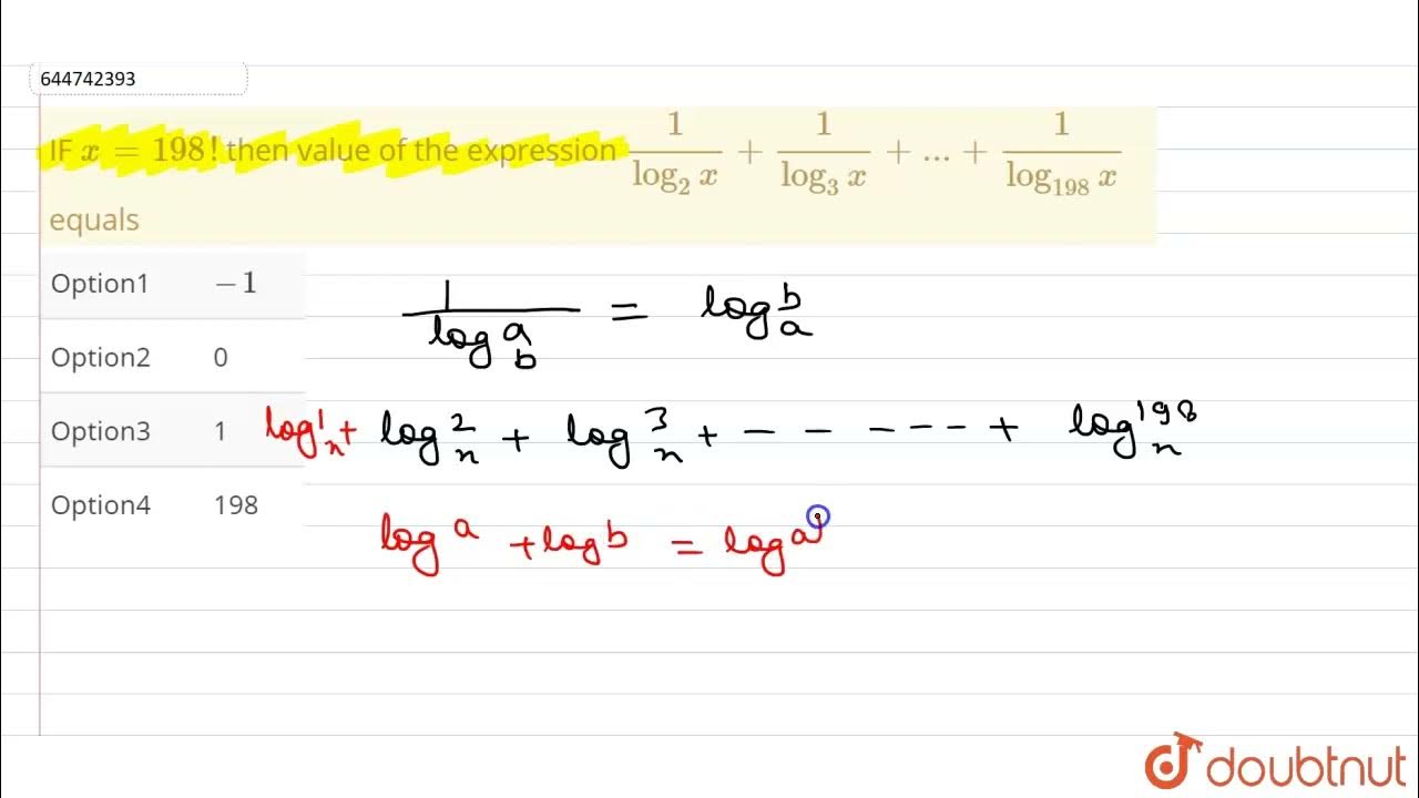 IF X 198 Then Value Of The Expression 1 log 2x 1 log 3x 1 log if-x-198-then-value-of-the-expression-1-log-2x-1-log-3x-1-log