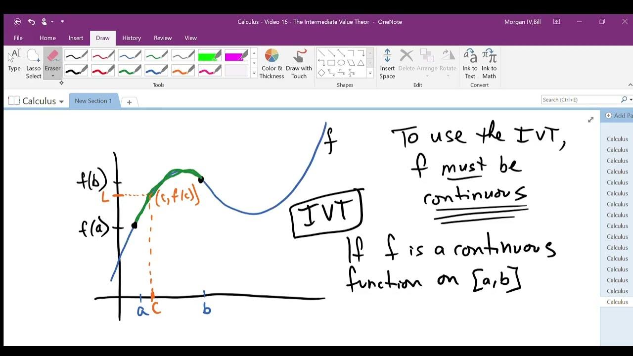 Calculus - Video 16 - The Intermediate Value Theorem - YouTube