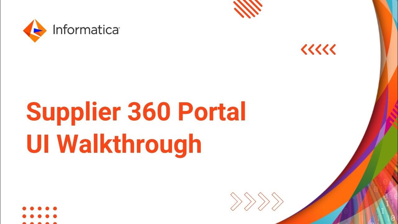 Supplier 360 Portal UI Walkthrough - YouTube