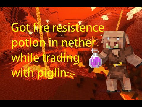 Got fire resistance potion while trading with Piglin #MINECRAFT# ...