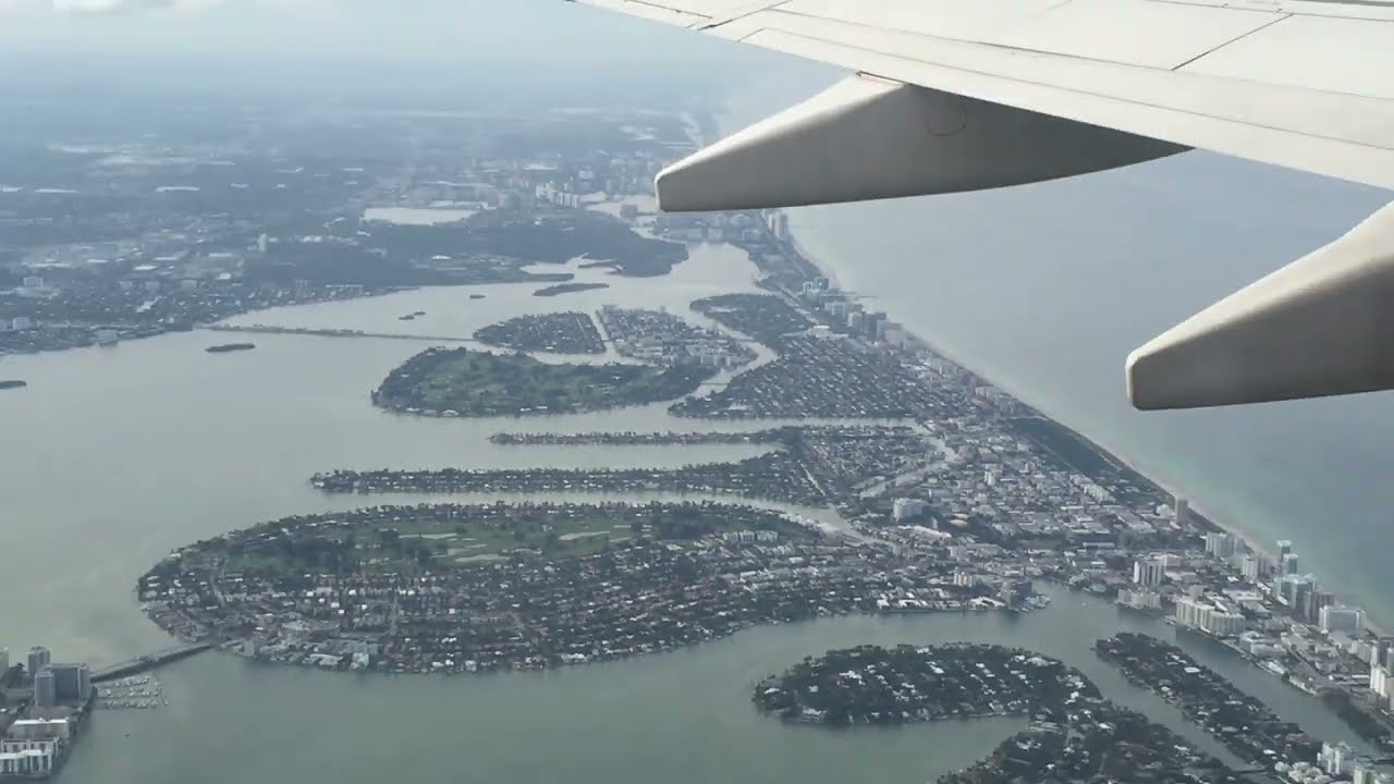 Flying Over Miami - On The Plane Vacation To The Caribbean - YouTube