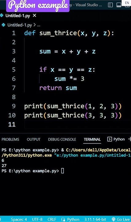Python-calculate sum of 3 numbers. If the values are equal, return 3 times their sum#shorts # ...