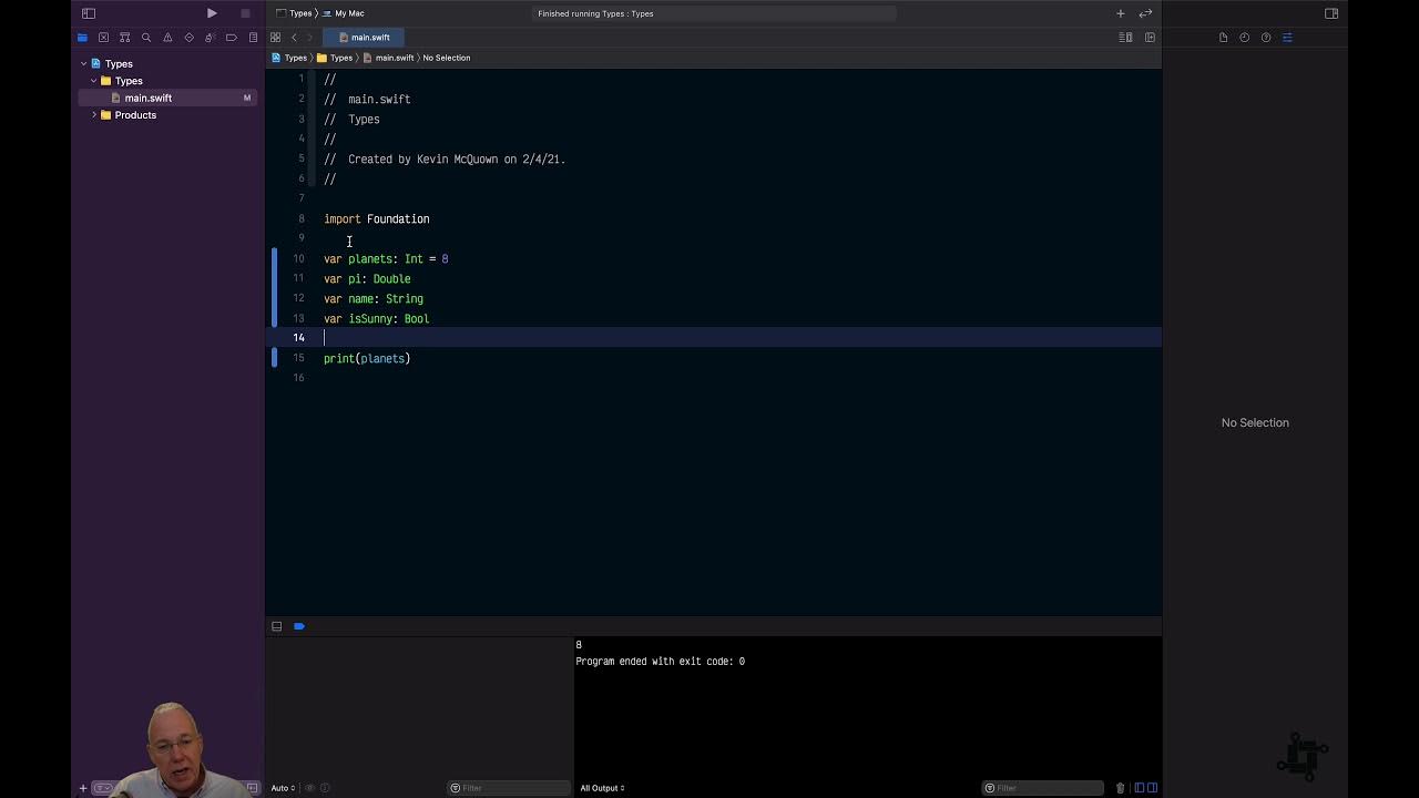 Coding the simple basic types, Int, Bool, String, Double - YouTube