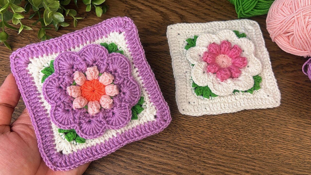 Super beautiful crochet square motifs pattern - YouTube