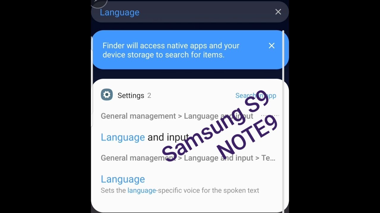 How to change language settings on Samsung S9 Note9 phone - YouTube
