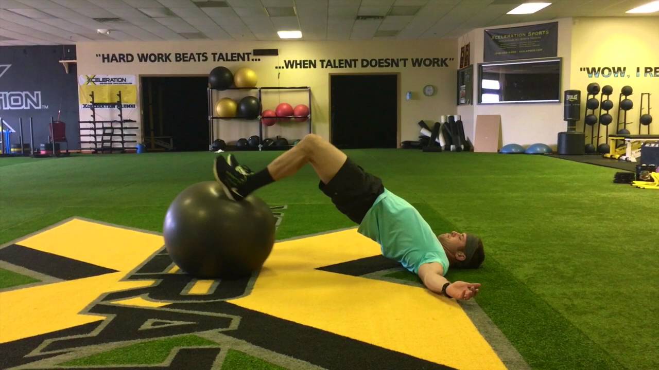Stability Ball Hamstring Curl - YouTube