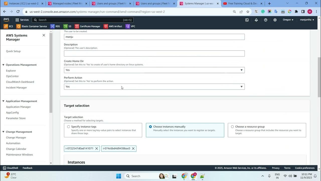 AWS Systems Manager Run Command Using AWSFleetManager creating users,group and delete-Part-21 ...