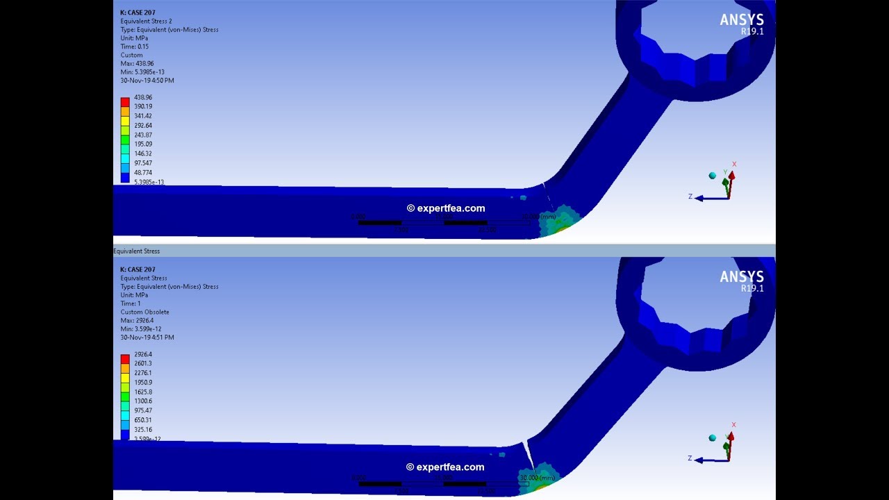 ANSYS WB Static FEA - SMART (XFEM like) crack propagation in an ...