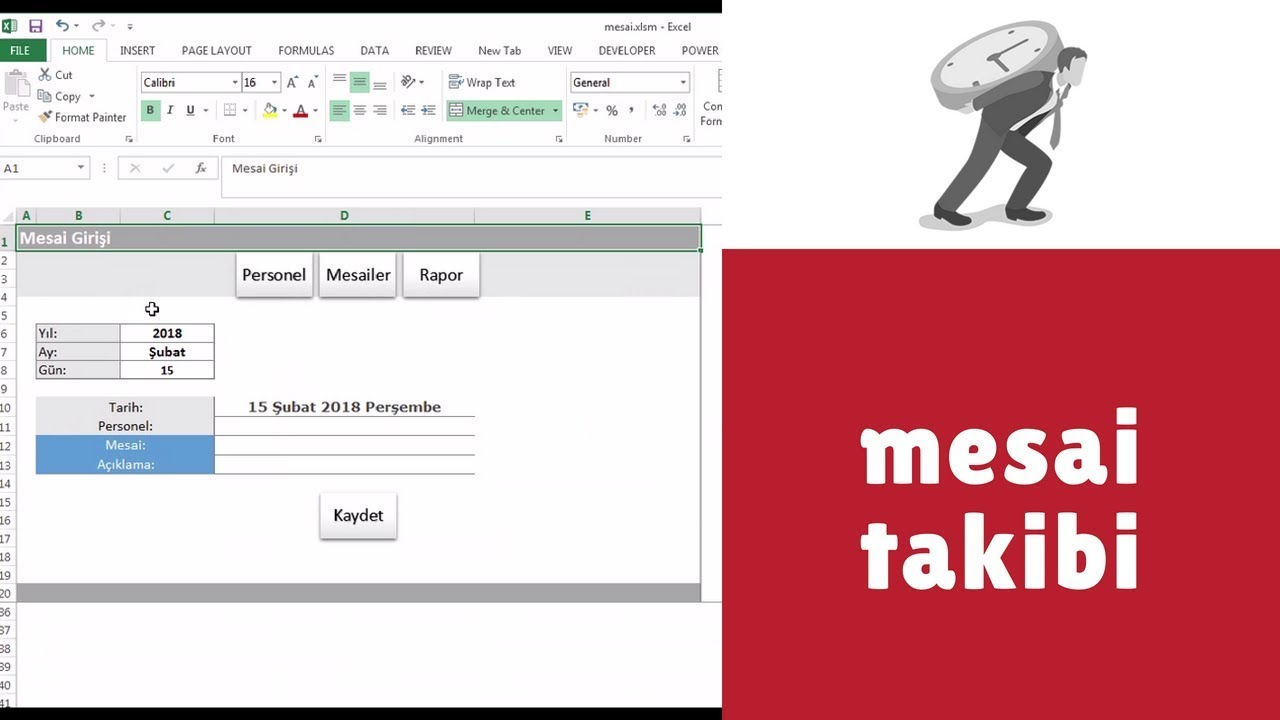 Excel'de Mesai Takip (10 Yıl!) - YouTube