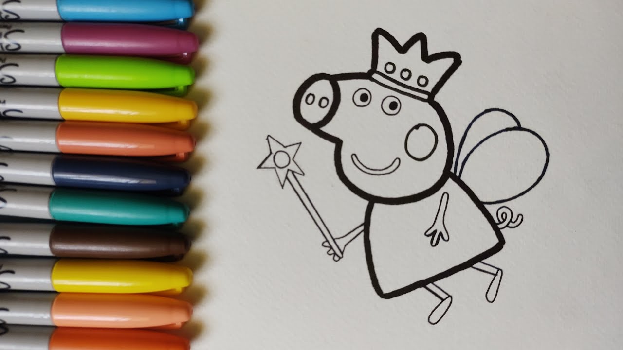 Dibuja y Colorea a Peppa Pig Vestida de un Hada | Dibujos para niños ...