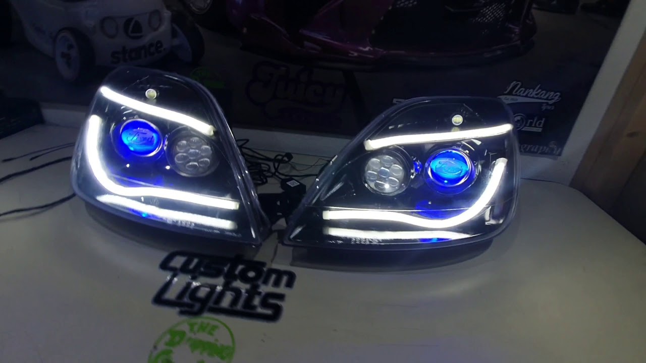 Ford fiesta mk6 custom drl headlights - YouTube