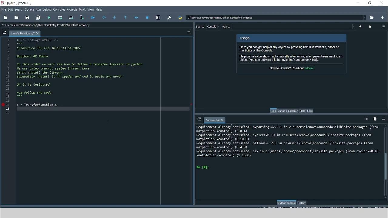 How to declare Transfer function and Calculate feedback in python | Control System Library - YouTube