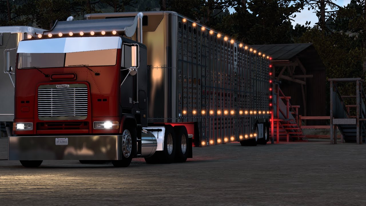 Hauling Cattle out of MattVT Custom Yard | Cummins Powered Freightliner ...
