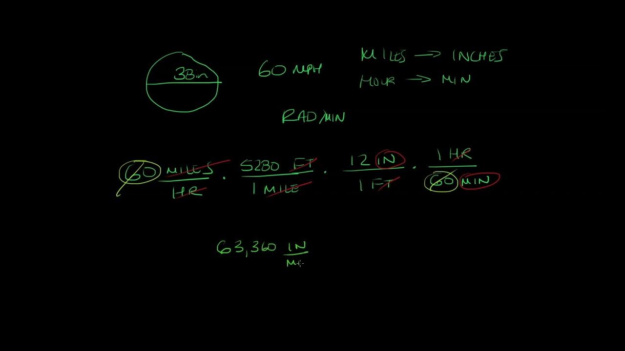 A truck with 38-in.-diameter wheels is traveling at 60 mi/h. Find angular speed and rpm - YouTube