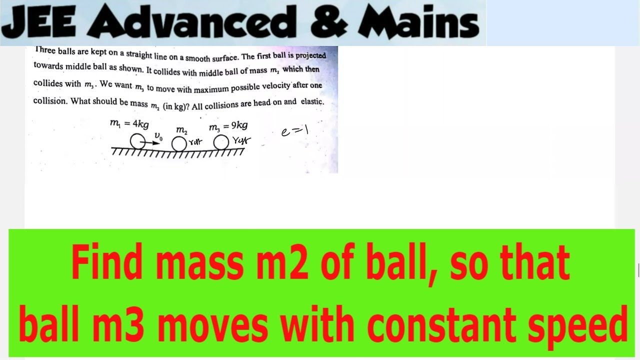 2) collisions in 1D | Three balls are kept on a straight line on a ...