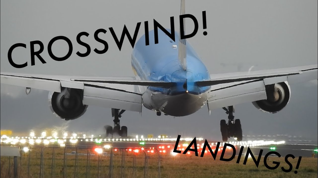 WET CROSSWIND LANDINGS! On a cold morning at Amsterdam Schiphol Airport ...