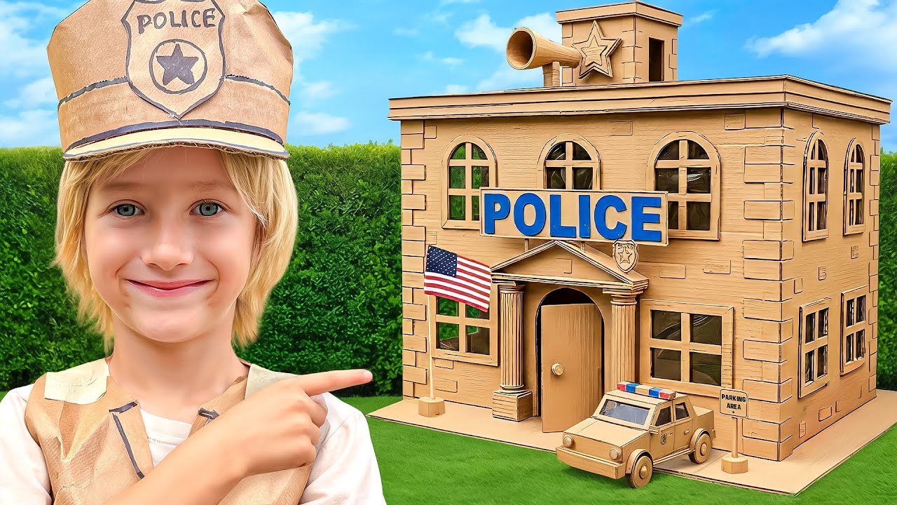Cardboard Police Adventure for kids! - YouTube